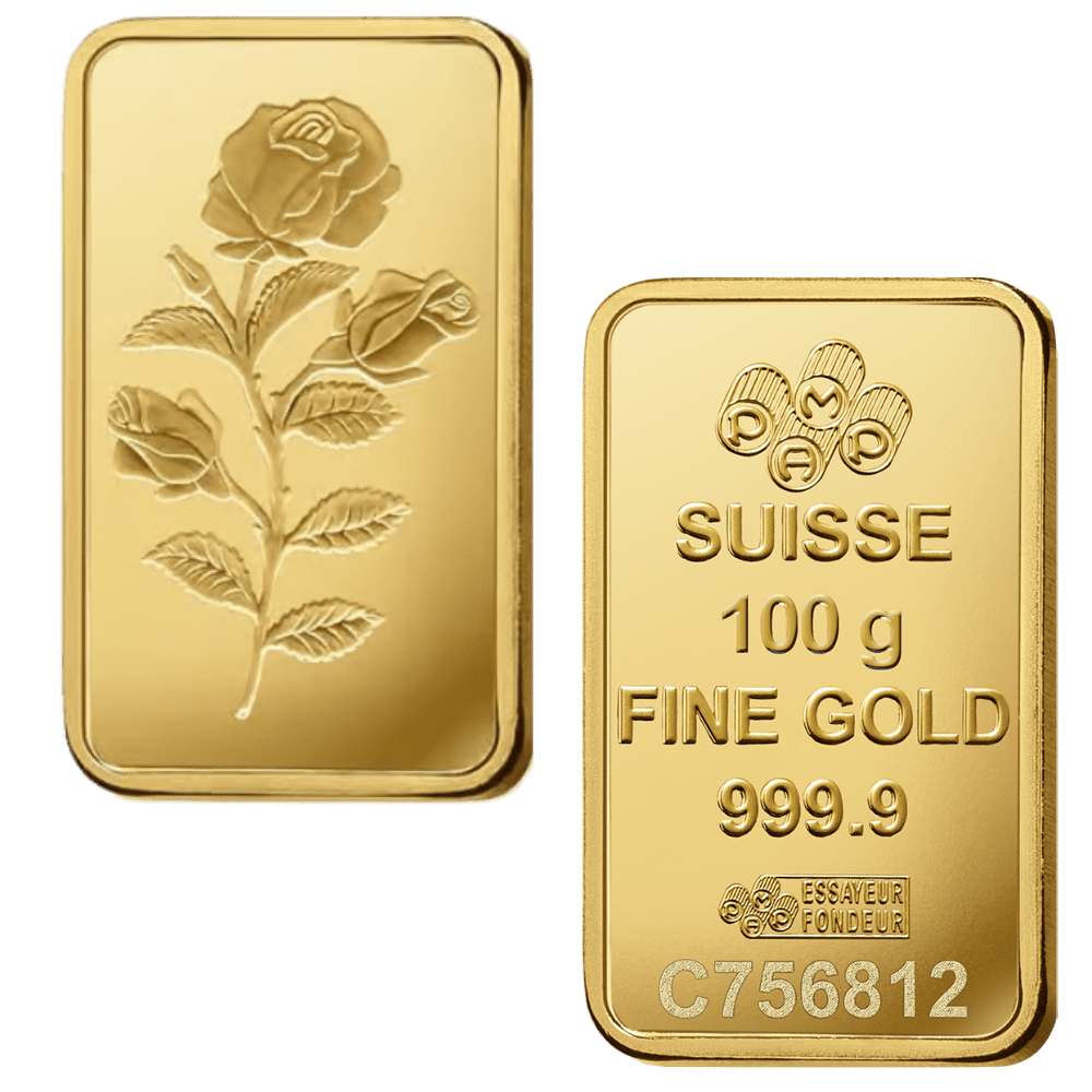 100 Gram PAMP Rosa Gold Bar - 99.99% Pure 24k Gold I BullionGiant