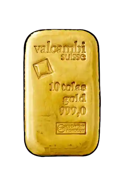 10 Tola Valcambi Cast Gold Bar - Bullion Giant