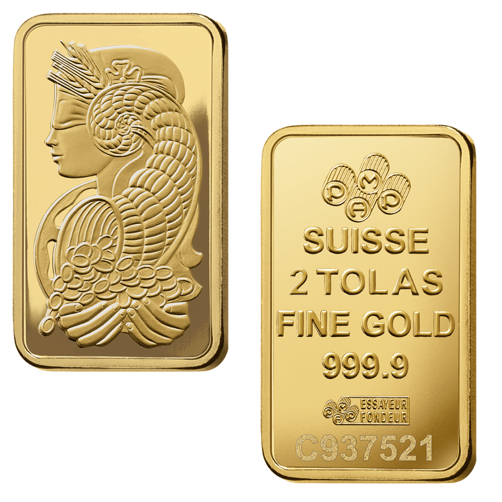 2 Tola PAMP Lady Fortuna Gold Bar - Bullion Giant