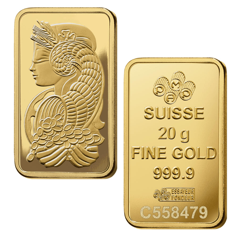20 Gram PAMP Lady Fortuna Gold Bar - 99.99 Percent 24k Gold I BullionGiant