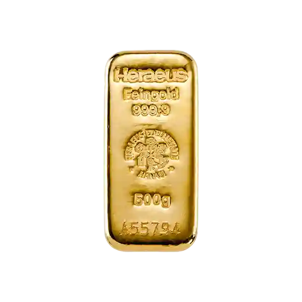 500 Gram Heraeus Cast Gold Bar - Bullion Giant
