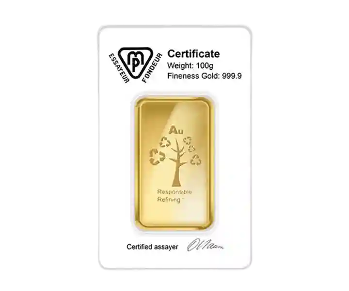 100 Gram Metalor Minted Gold Bar - Bullion Giant