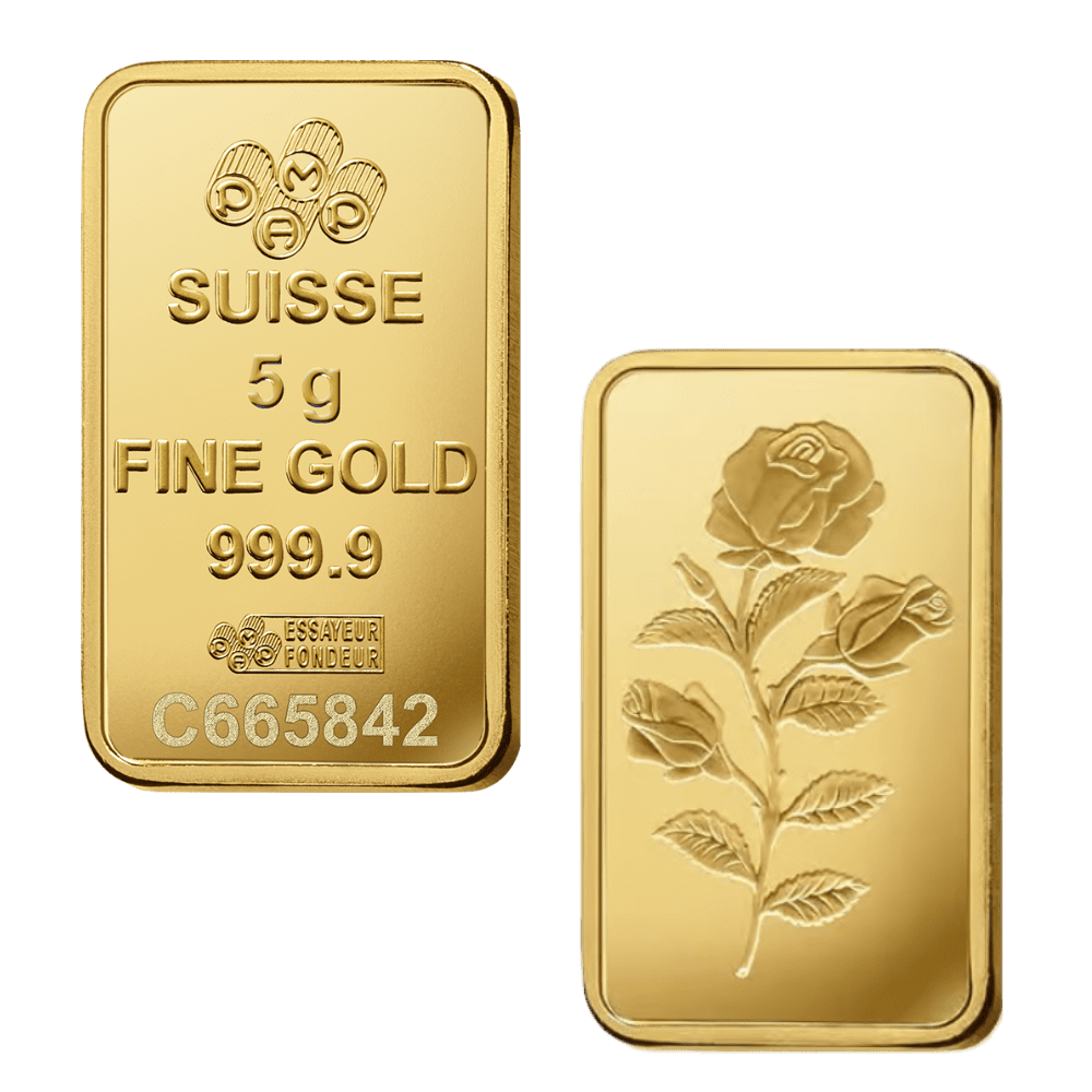 5 Gram PAMP Rosa Gold Bar - 99.99% Pure 24k Gold I BullionGiant