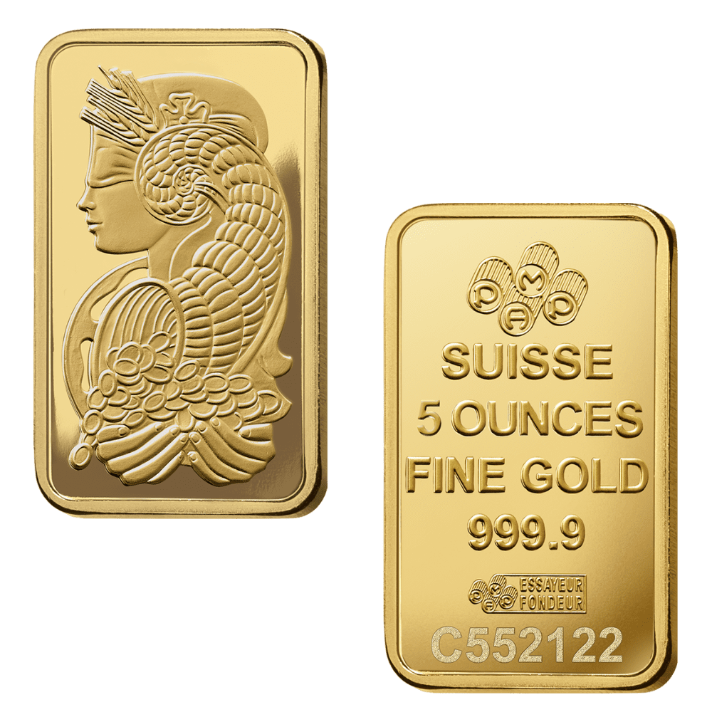 5 Ounce PAMP Lady Fortuna Gold Bar - Bullion Giant