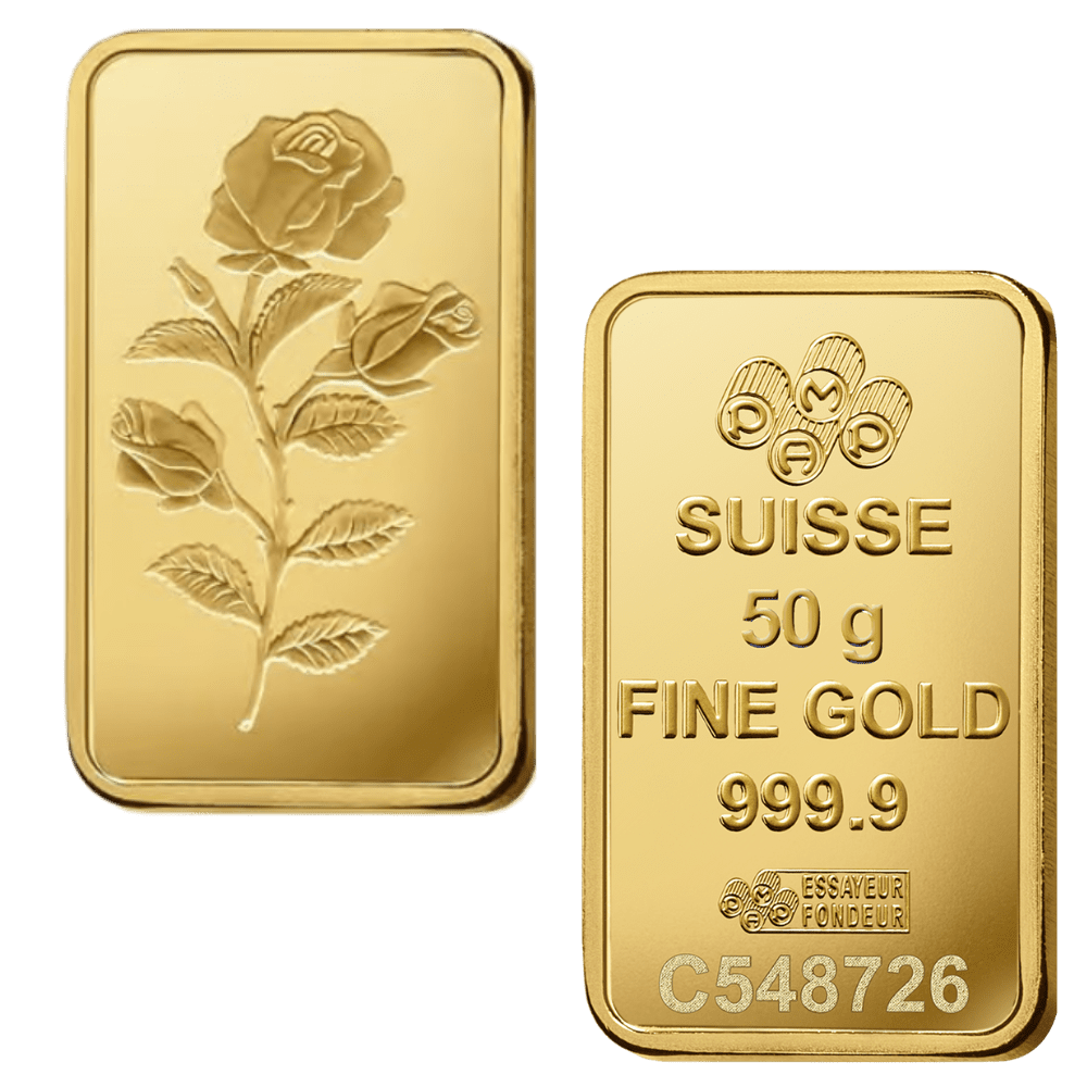 50 Gram PAMP Rosa Gold Bar - 99.99% Pure 24k Gold I BullionGiant