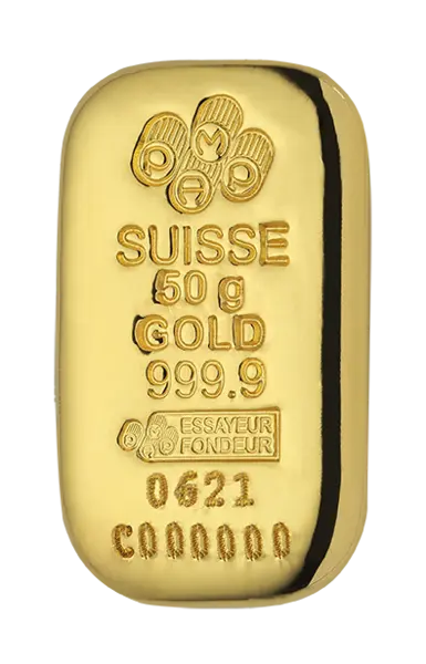 50 Gram PAMP Cast Gold Bar - Bullion Giant