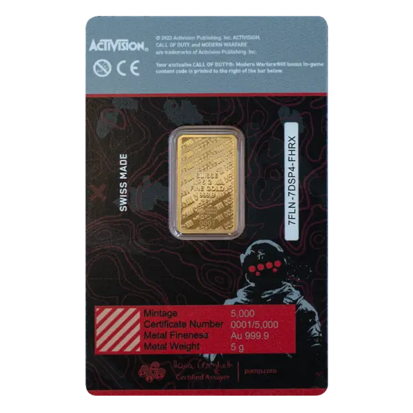 5 Gram PAMP Call of Duty Pure Gold Bar | Bullion Giant