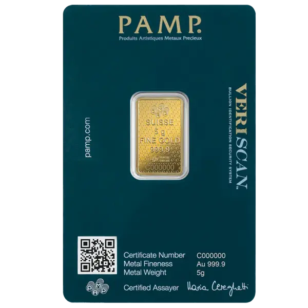 5 Gram PAMP Lady Fortuna 45th Anniversary Gold Bar |Bullion Giant