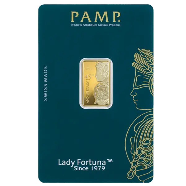 5 Gram PAMP Lady Fortuna 45th Anniversary Gold Bar |Bullion Giant