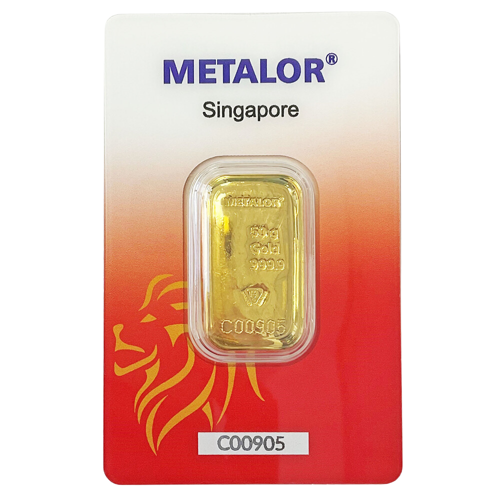 50 Gram Metalor Cast Gold Bar - Bullion Giant